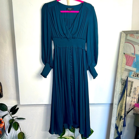 Ever New | Dresses | Ever New Blue Silky Midi Dress Sz Small Long ...